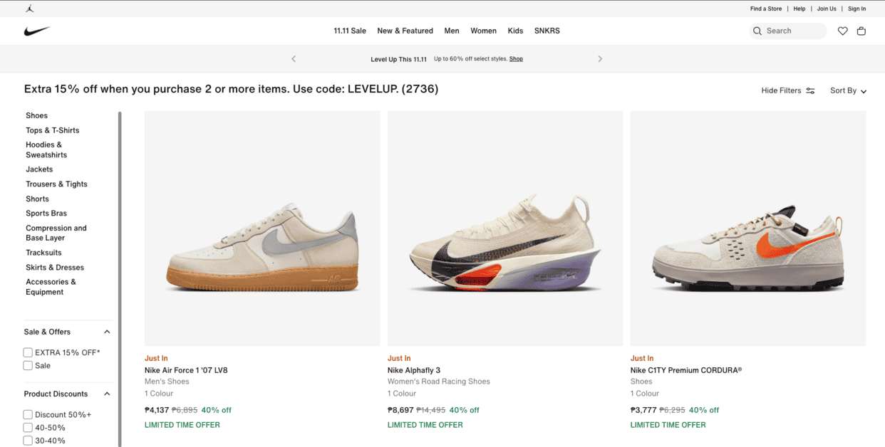 Nike PH 11.11 Sale 2025: Up to 60% Off